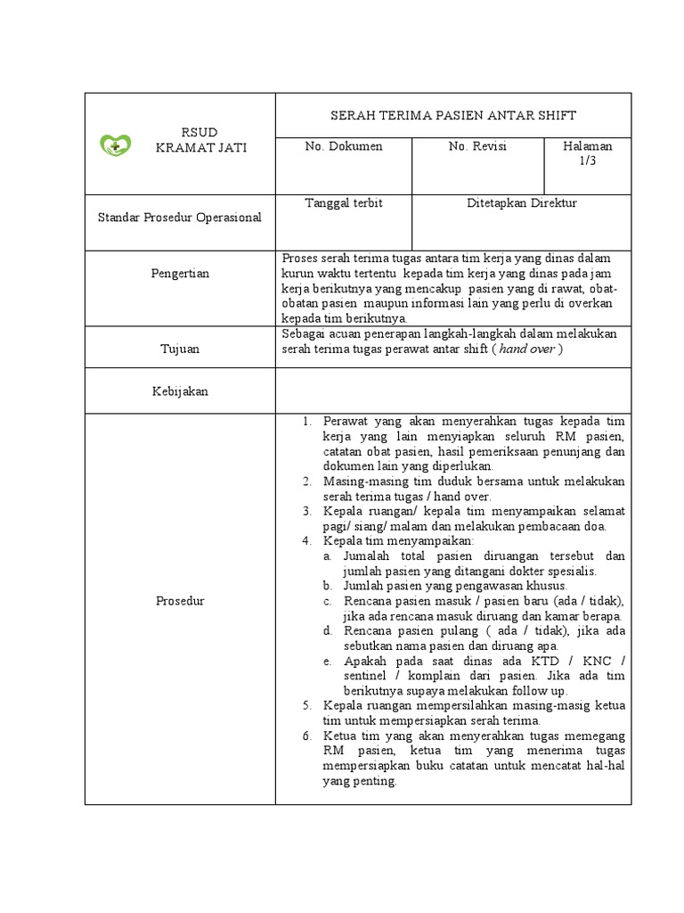 Spo Operan Jaga Shift | PDF