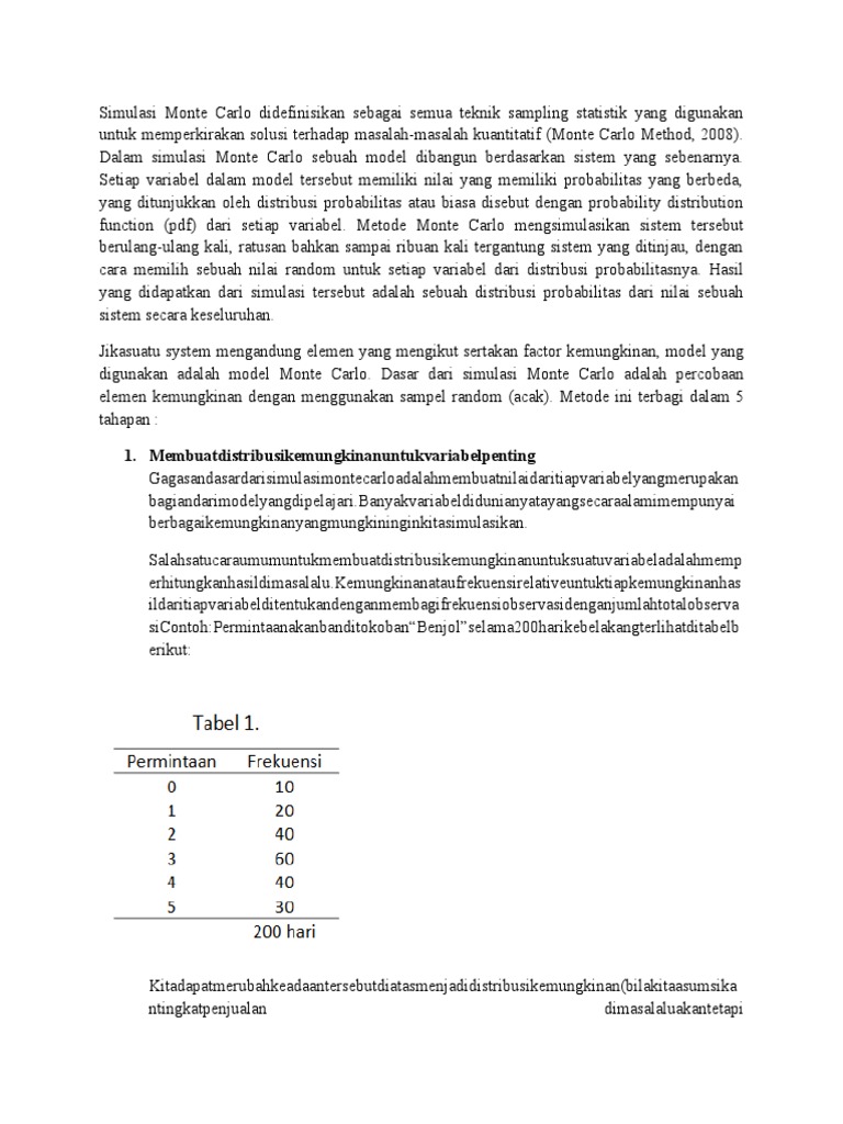Metode Simulasi Monte Carlo | PDF