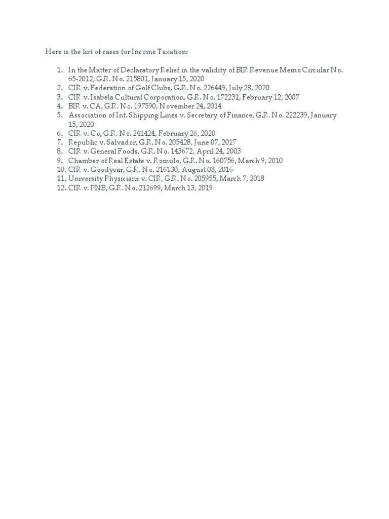 Income Tax List | PDF | Finance & Money Management