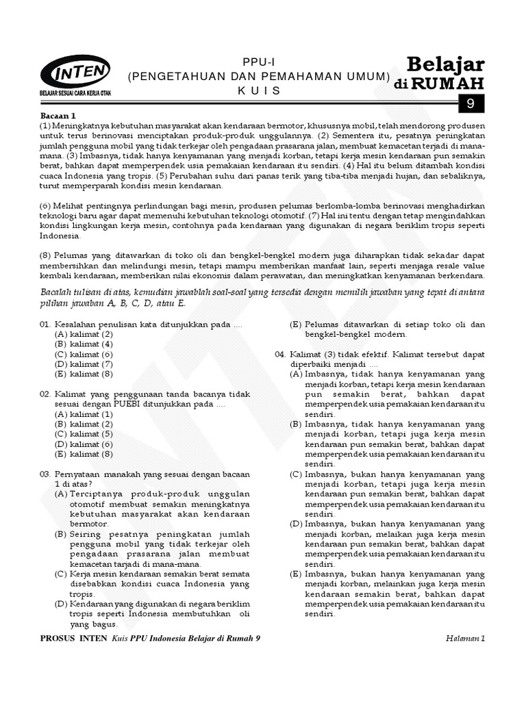 Kuis Ppu B. Indo TGL 11 Mei | PDF