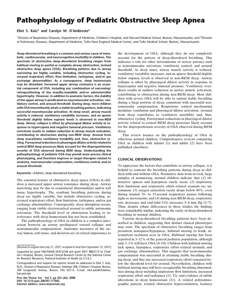 Pathophysiologya of Pediatric OSA | PDF | Sleep Apnea | Breathing