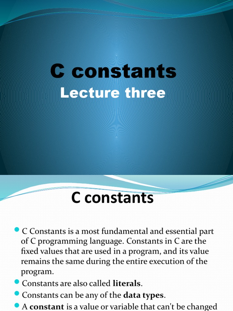 C Constants 3 | PDF | Variable (Computer Science) | Data Type C Constants 3 | PDF | Variable (Computer Science) | Data Type