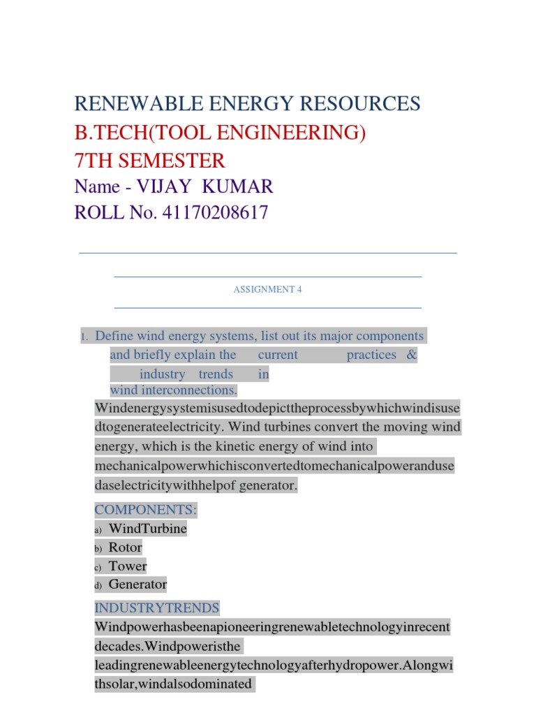Vijay Kumar 411-17 (Rer Assignment-4) | PDF | Smart Grid | Electrical Grid