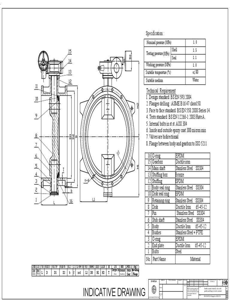 dn1500 pn10 Flanged To Ansi 150 - Manija | PDF | Valve | Machines