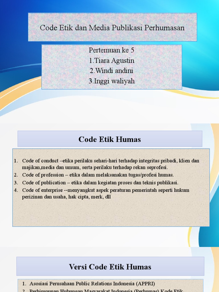 KODE ETIK DAN MEDIA HUMAS | PDF