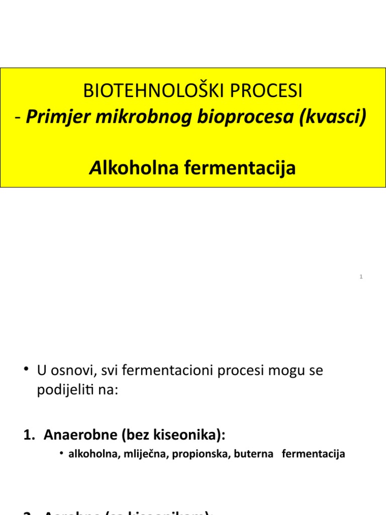 2.d Predavanje - Mikrobni Bioproces - Kvasac - Alkoholna Fermentacija - Za Printanje | PDF