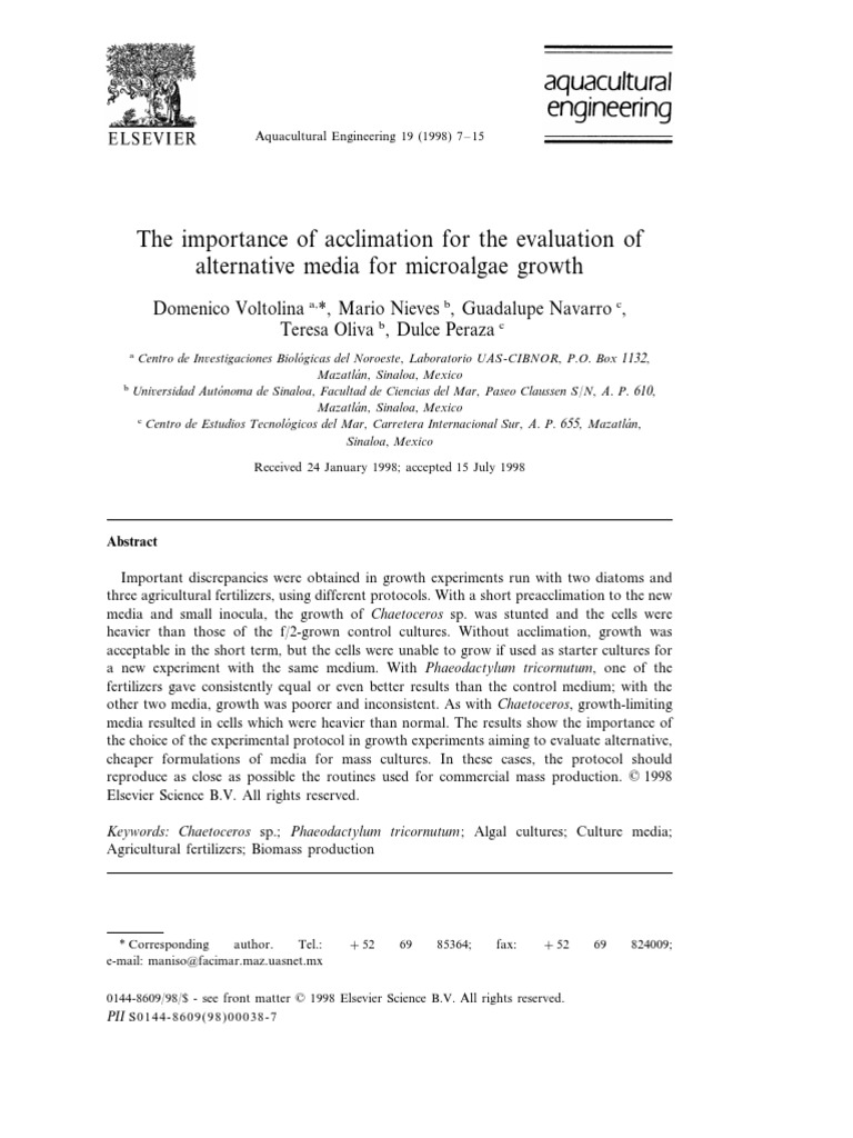 (1998) - The Importance of Acclimation For The Evaluation of ...