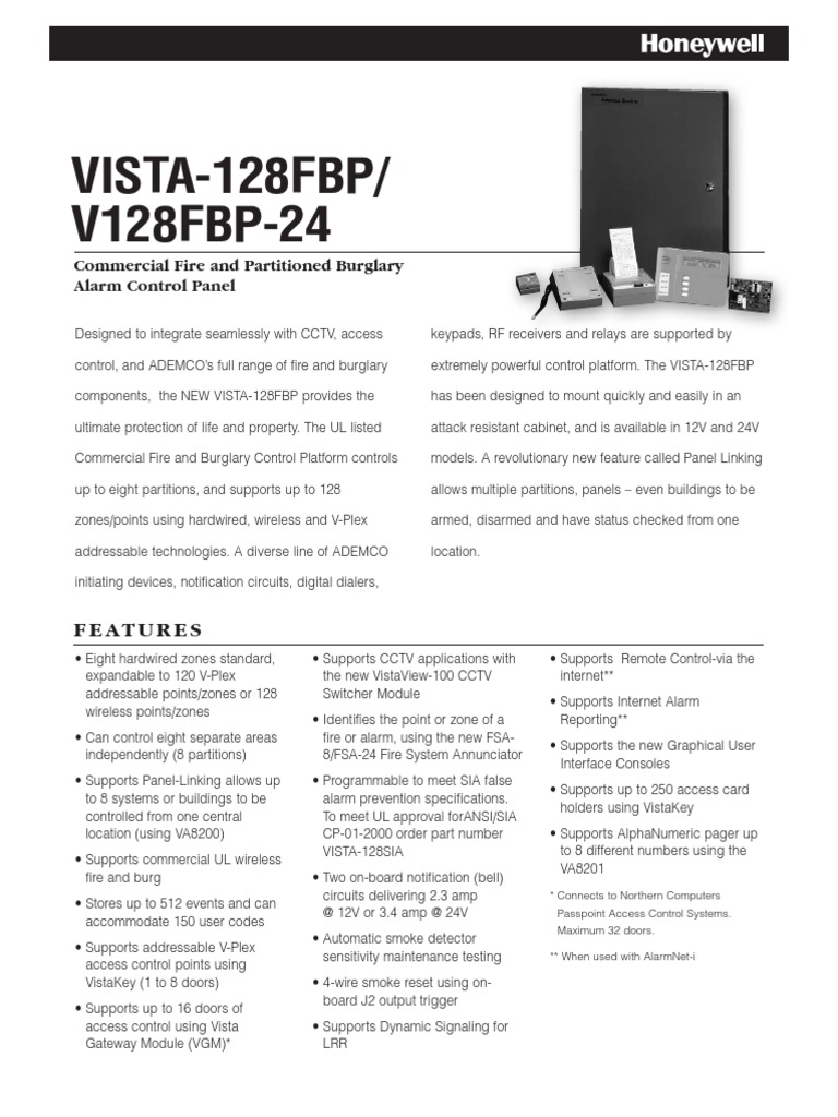 VISTA-128FBP/ V128FBP-24: Commercial Fire and Partitioned Burglary ...
