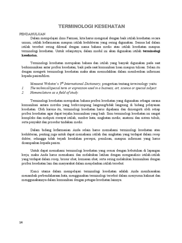 Terminologi Kesehatan Dasar | PDF | Kesehatan Holistik