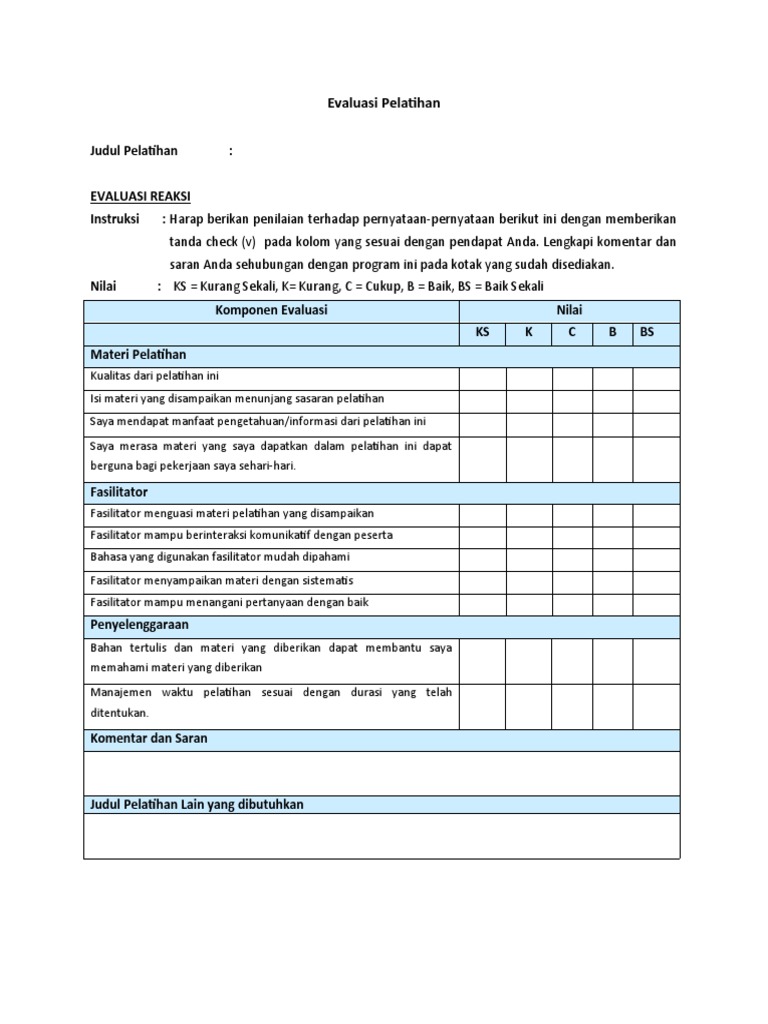 Evaluasi Training Dan Pelatihan | PDF