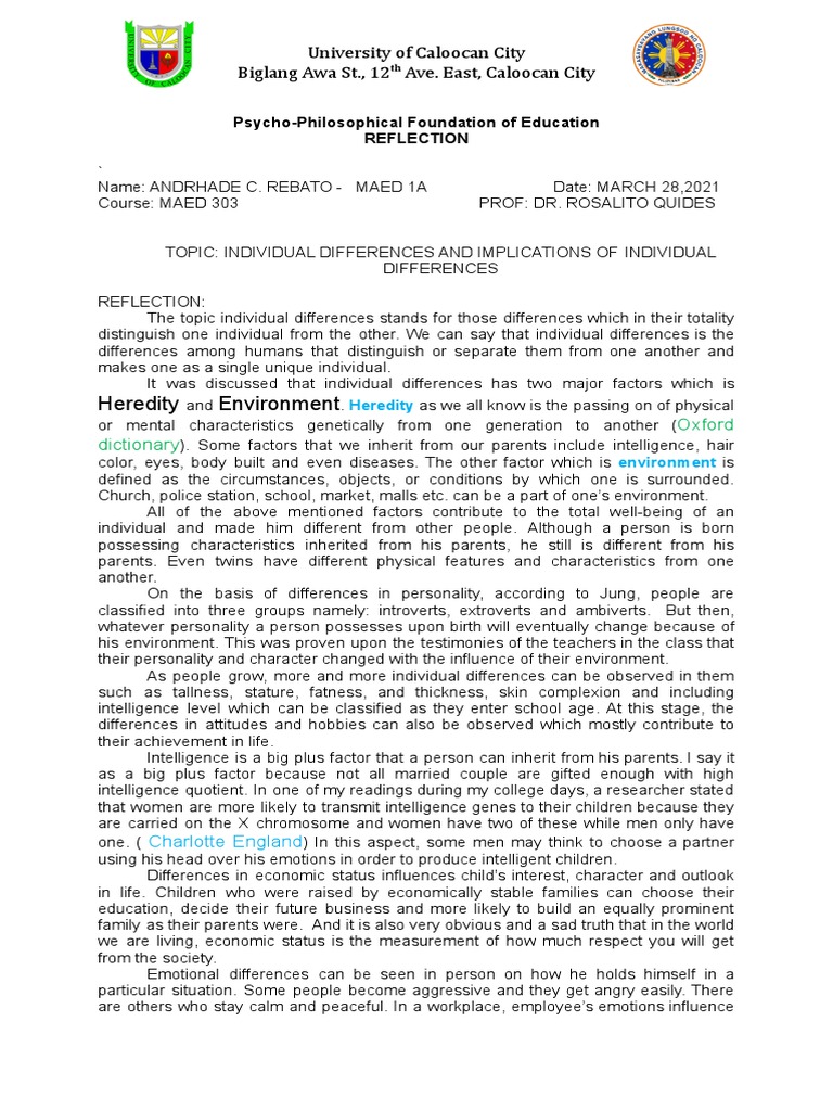 Individual Differences in Education | PDF | Extraversion And ...