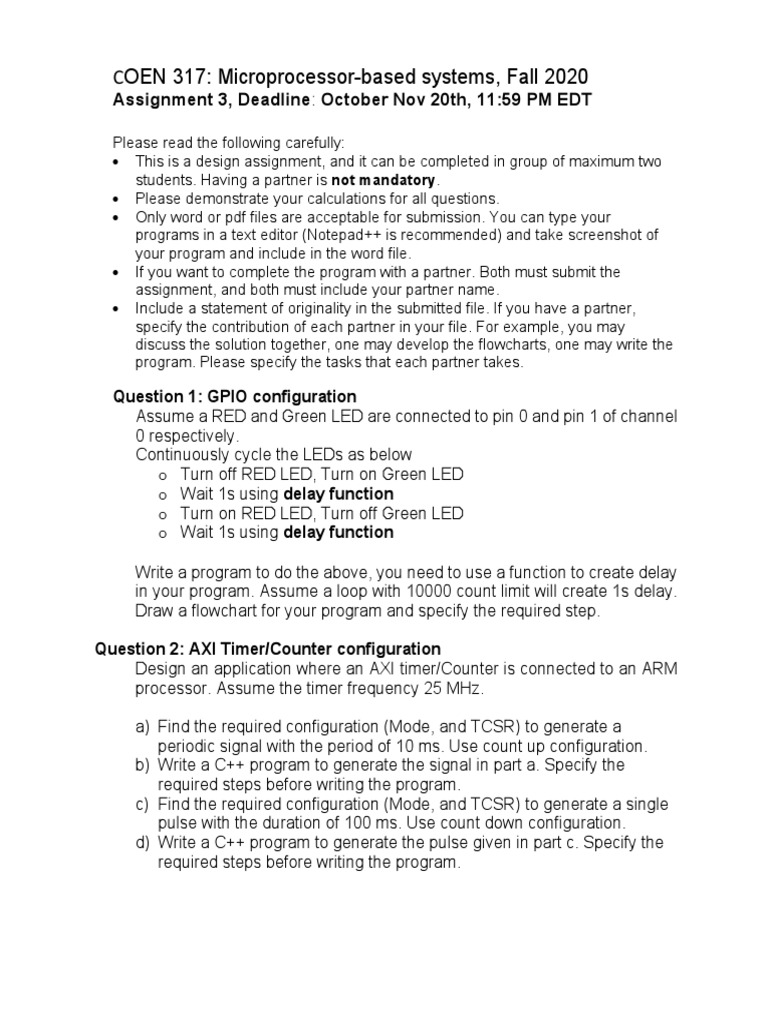 Assignment 3 Coen 317 | PDF | Computer Hardware | Computer Architecture