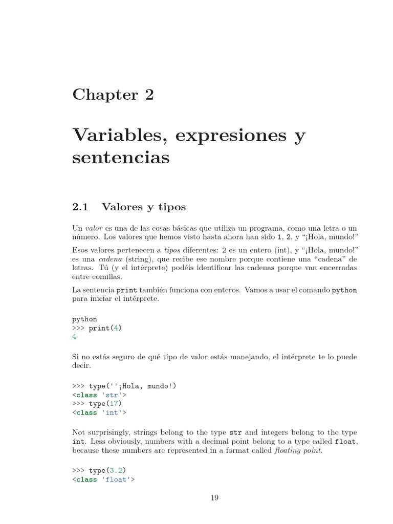 Variables Expresiones y Sentencias en Python | PDF | Python (lenguaje ... Variables Expresiones y Sentencias en Python | PDF | Python (lenguaje ...