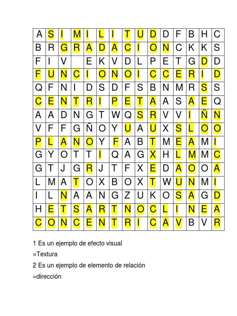 Sopa de Letras Elementos Del Diseño | PDF