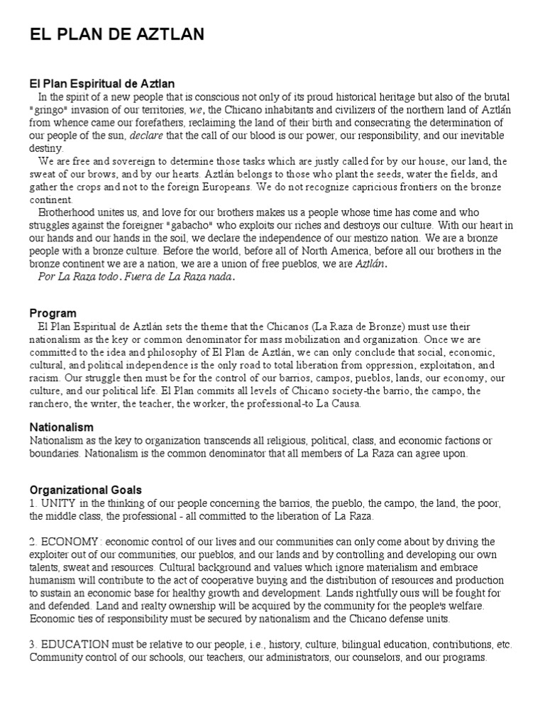 El Plan de Aztlán | PDF