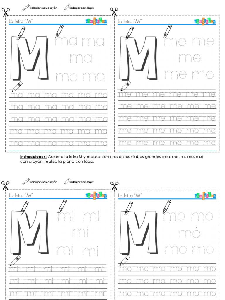 Cuadernillo de Sílabas Letra M | PDF | Métodos y materiales de enseñanza