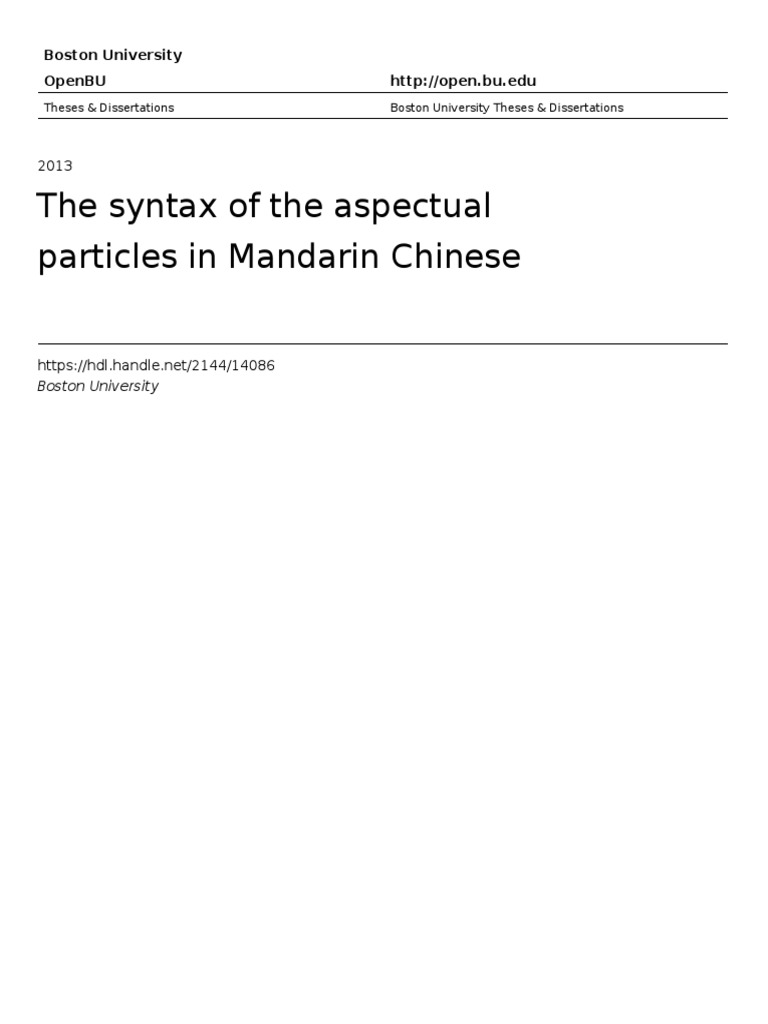 Woo, I. H. (2013) - The Syntax of The Aspectual Particles in Mandarin ...