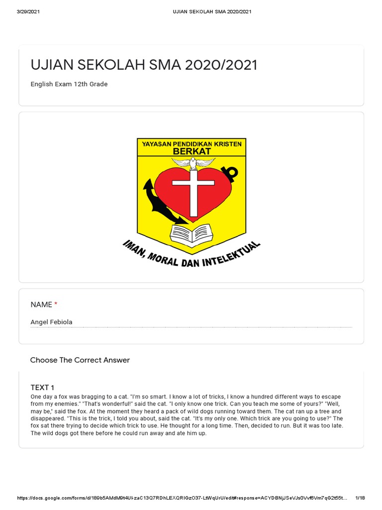 US SMA 2020-2021 - Angel Febiola | PDF | Sleep