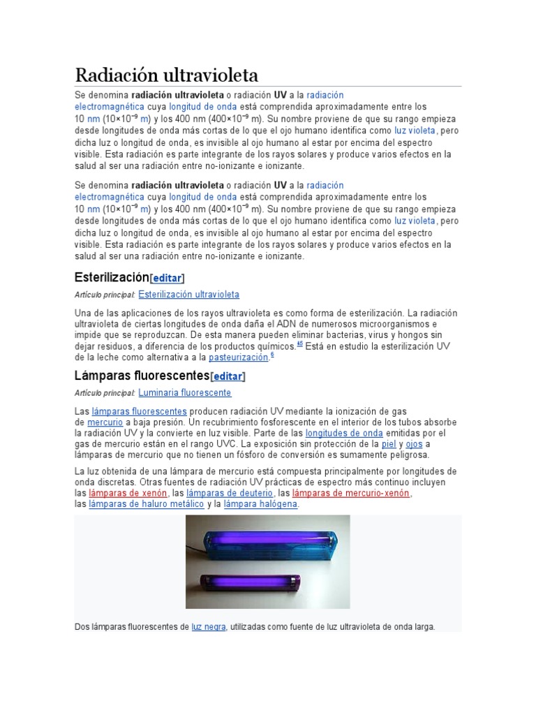 Radiación Ultravioleta UV | PDF | Ultravioleta | Fenomeno fisico
