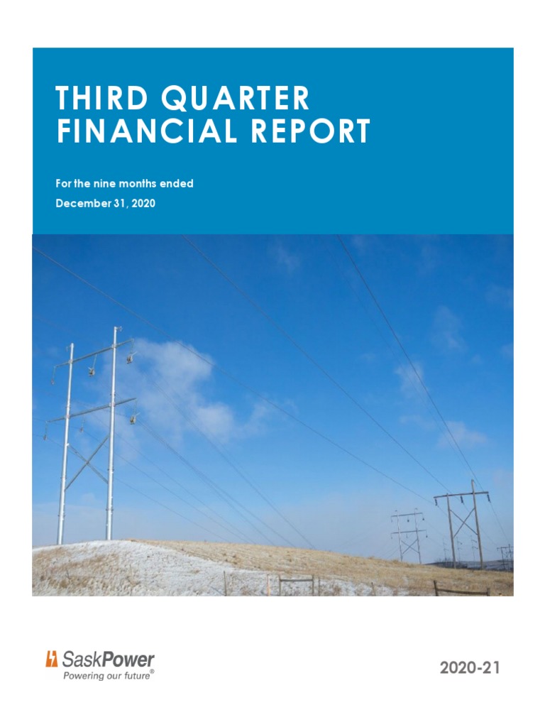Saskatchewan Power Q3 Financial Report | PDF | Debt | Depreciation