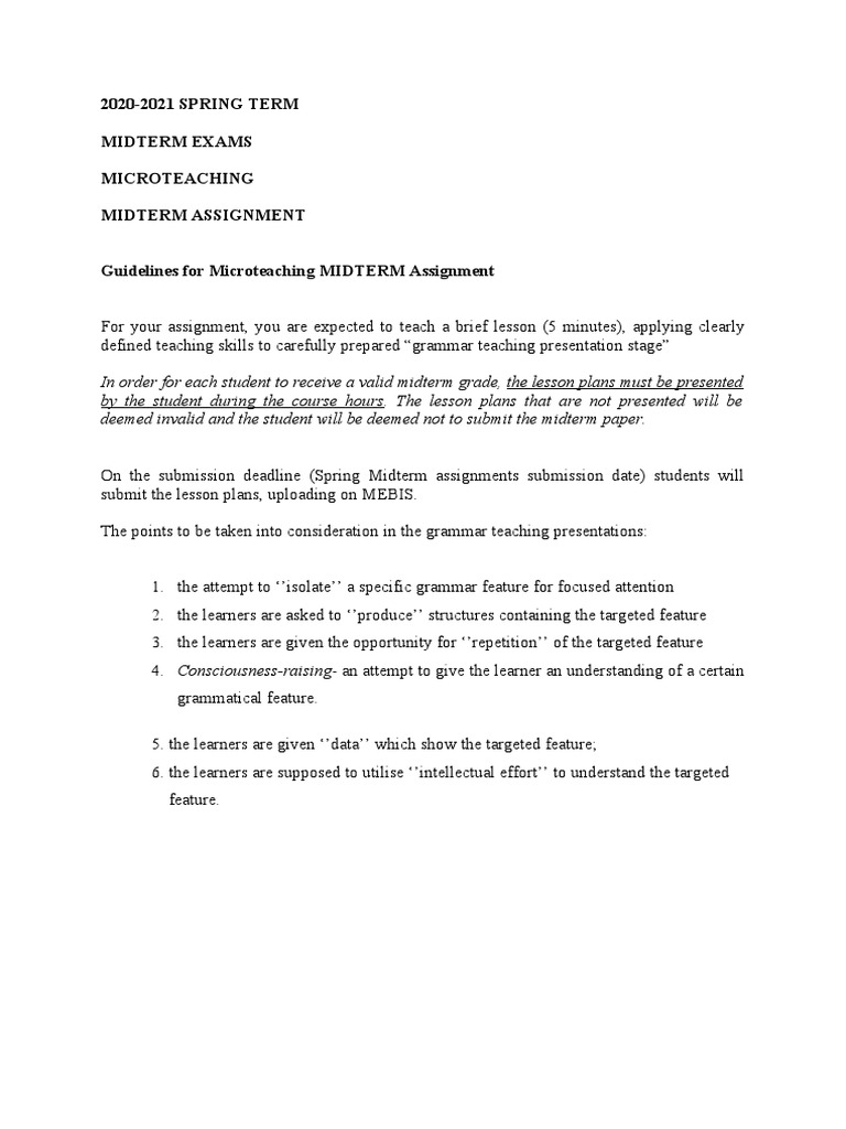 Microteaching MIDTERM ASSIGNMENT | PDF