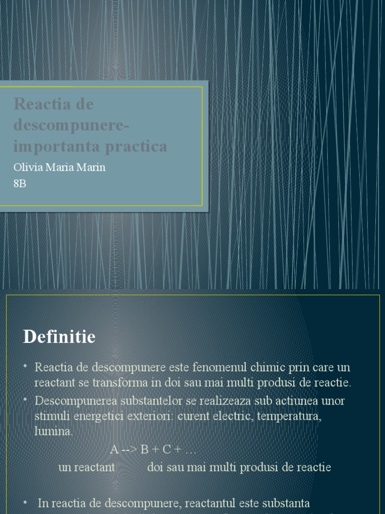 Reactia de Descompunere-Importanta Practica | PDF
