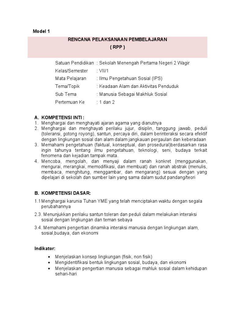 Contoh RPP SMP IPS | PDF