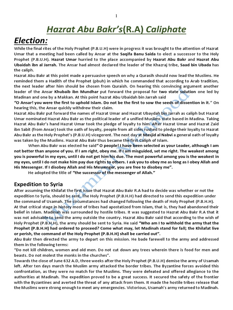 Hazrat Abu Bakr's Caliphate and Battles Against Apostasy | PDF | Abrahamic Religions | Qur'an