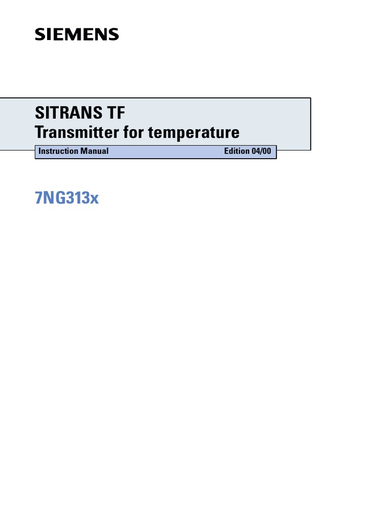 Manual Sitrans TF | PDF | Thermocouple | Electromagnetism