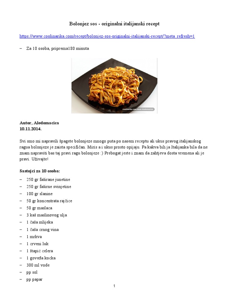 Bolonjez Sos | PDF