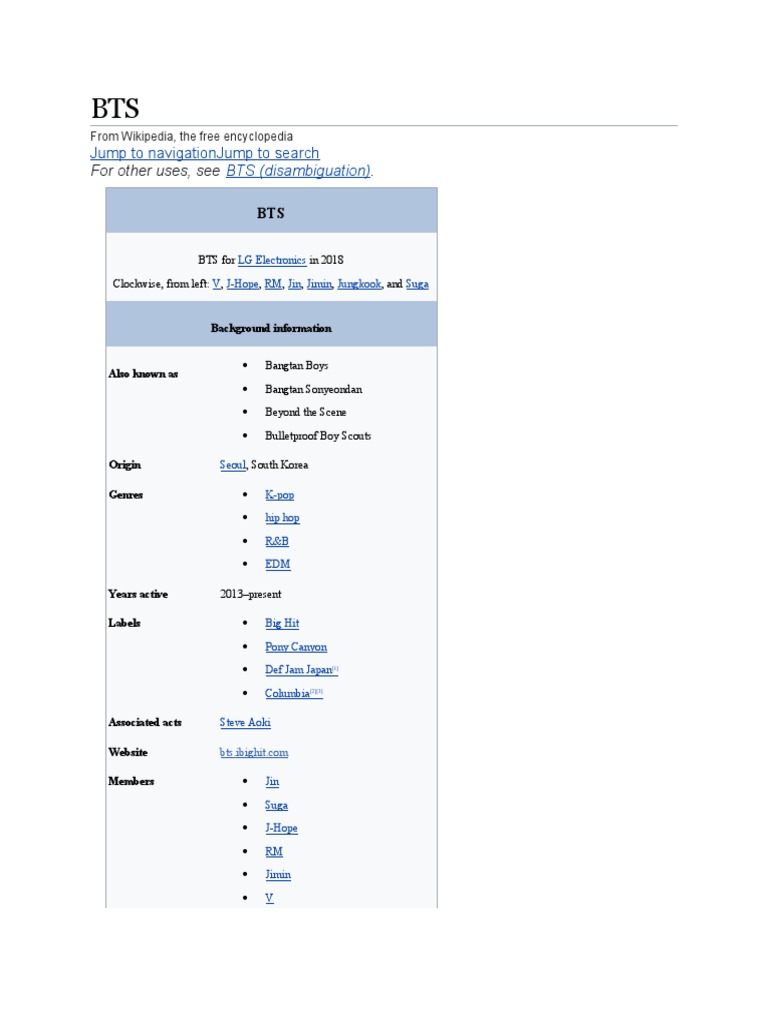 BTS Biography | Download Free PDF | Music Industry | Entertainment ...
