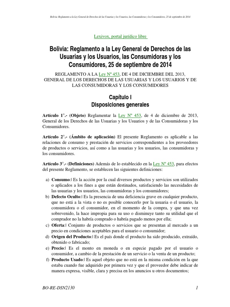 Ley 453 Completa | PDF | Los consumidores | Consumo (economía)