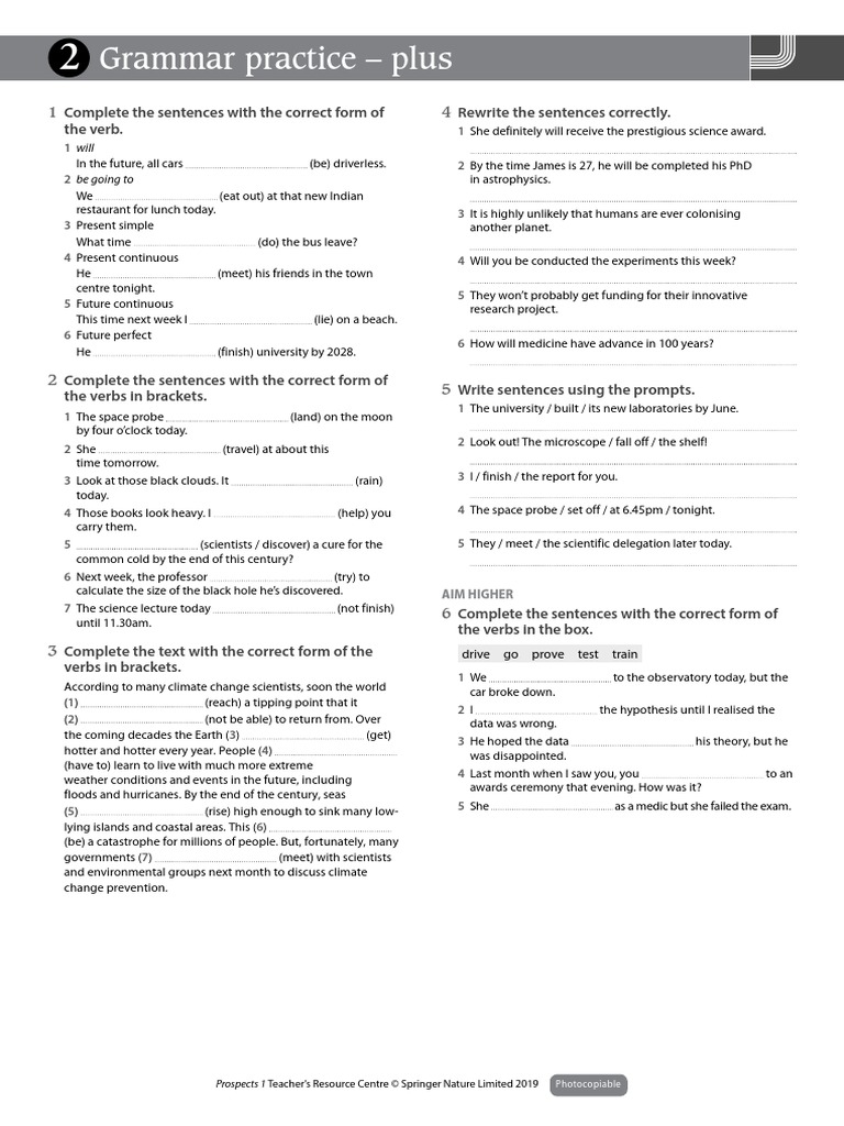PR1 U02 Grammar Practice Plus | PDF | Science And Technology | Science