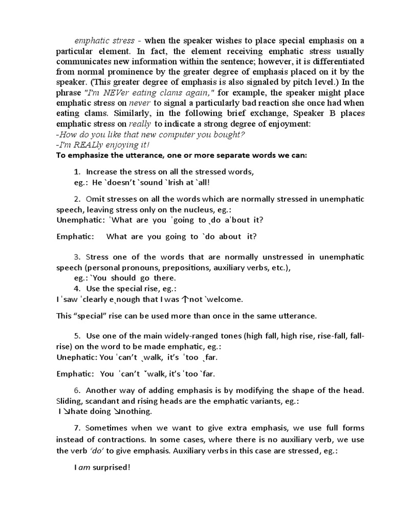 Understanding Emphatic Stress in Speech | PDF | Language Arts ...