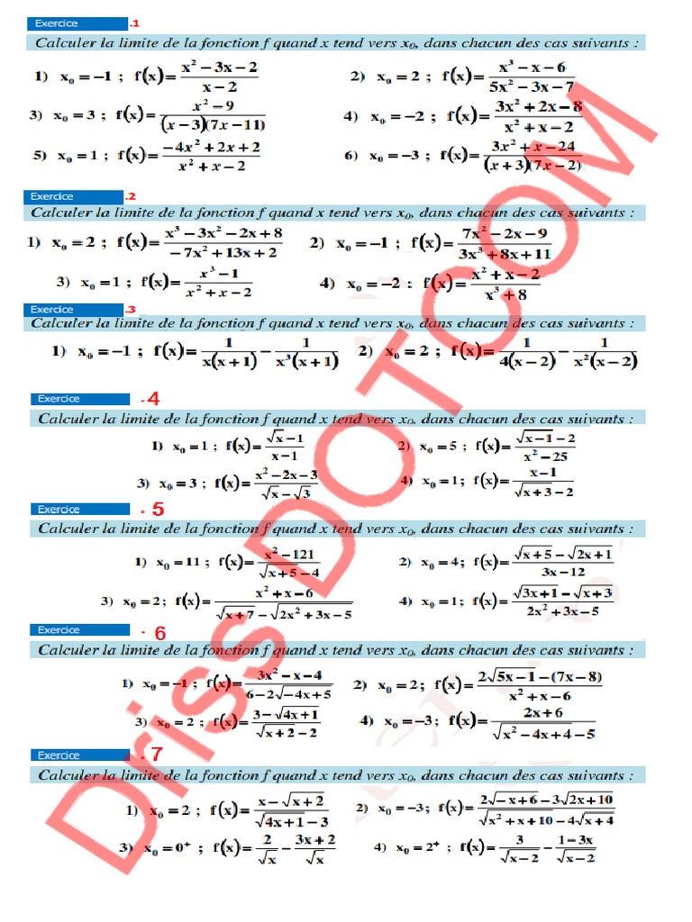 Limite 1 Bac Serie 1 Driss Dotcom | PDF