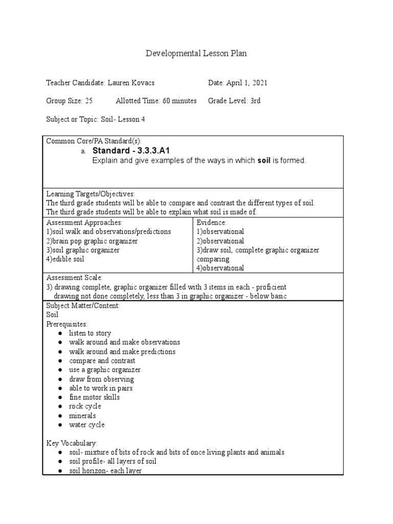 Soil Lesson Plan-3 | PDF | Soil | Clay