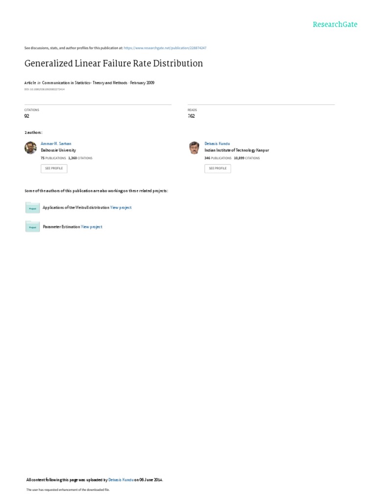 Generalized Linear Failure Rate Distribution | PDF | Mean Squared Error ...