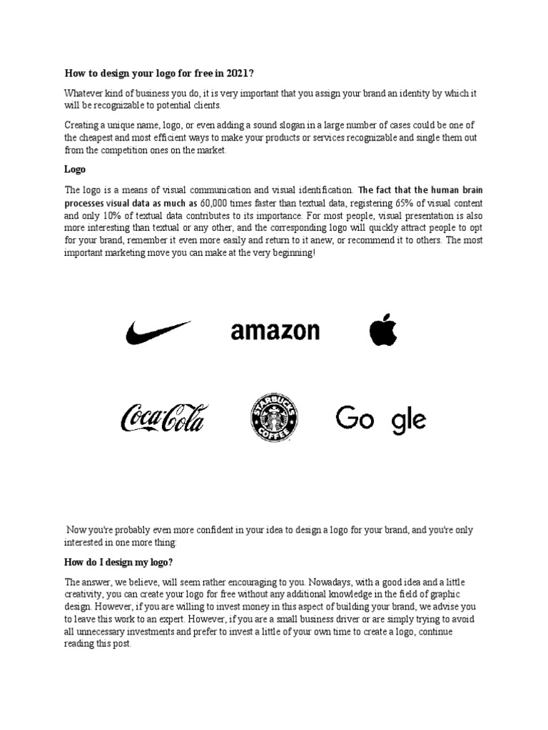 How To Design Your Logo For Free in 2021 | PDF | Logos | Brand