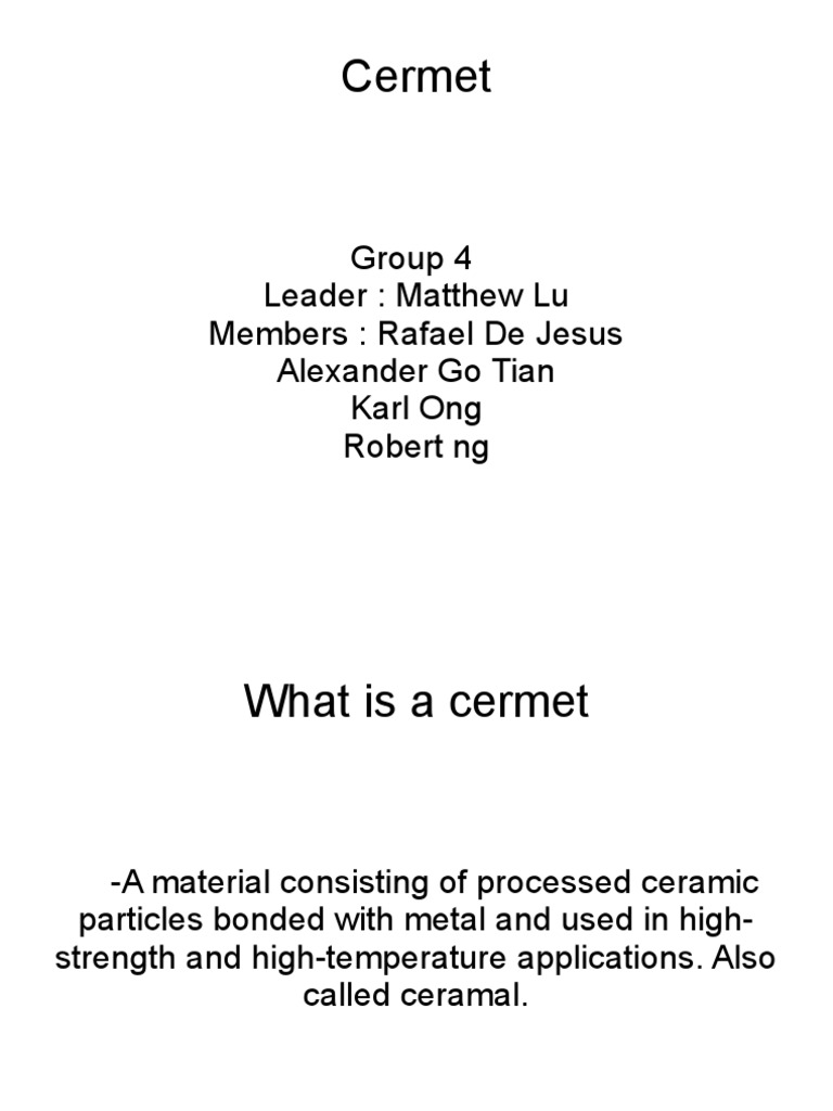 Cermet: Definition and Applications | PDF