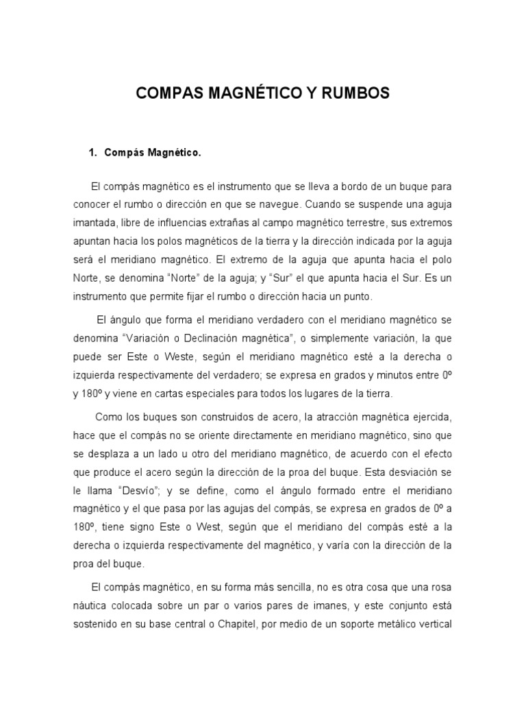 Compás Magnético: Tipos y Funciones | PDF | Brújula | Magnetismo