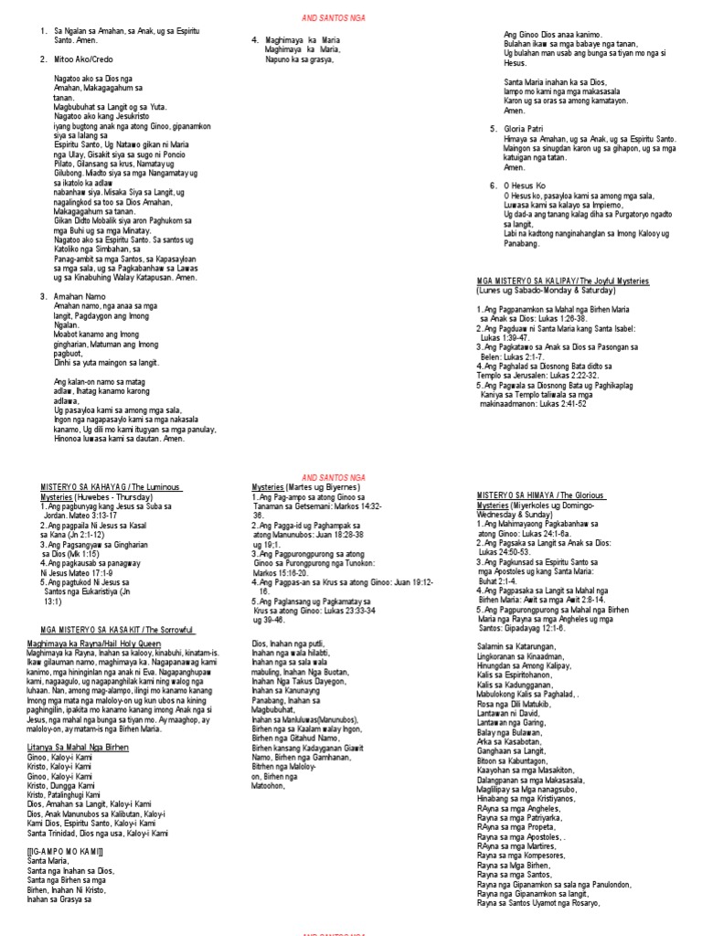 Guide Rosaryo Bisaya | PDF