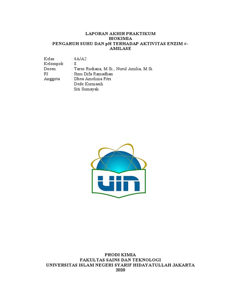 Laporan Akhir Praktikum Pengaruh Suhu Dan Ph Terhadap Aktivitas Enzim Α ...