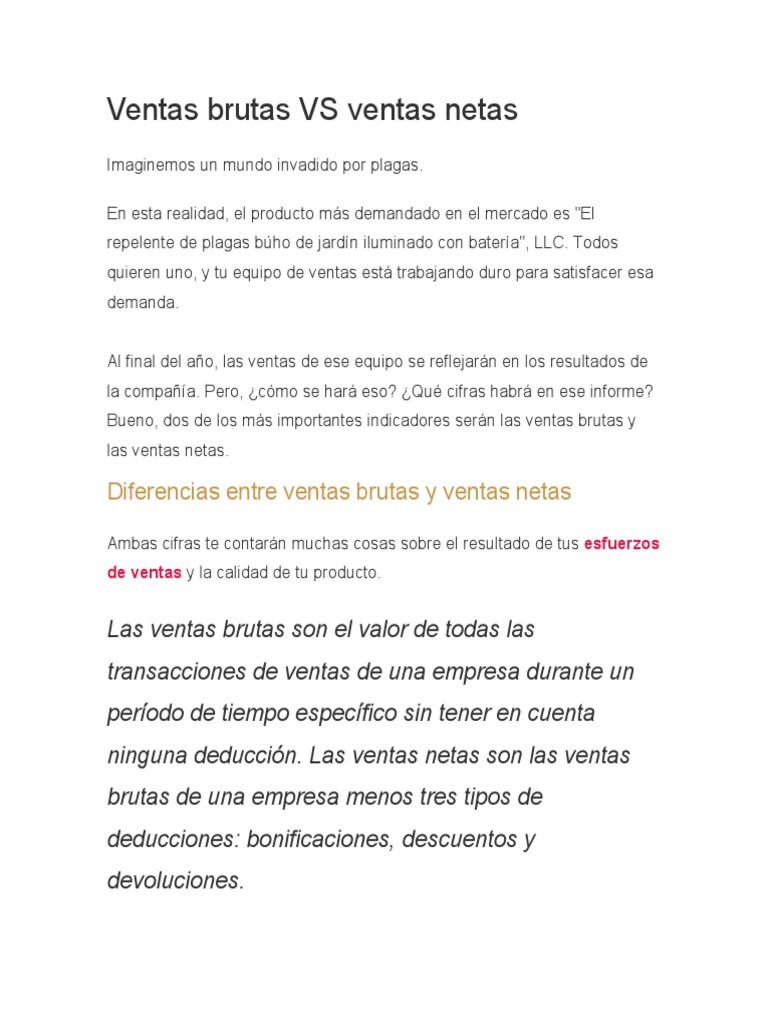 Ventas Brutas VS Ventas Netas | PDF | Empresas | Cliente