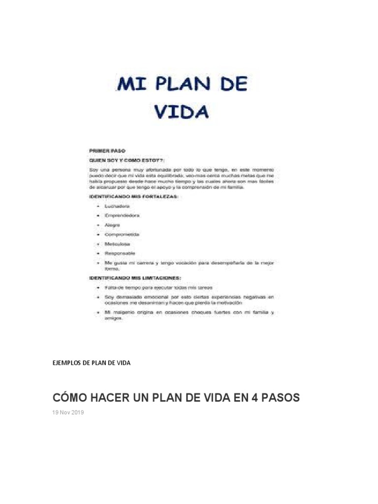 Ejemplos de Plan de Vida | PDF | Vida