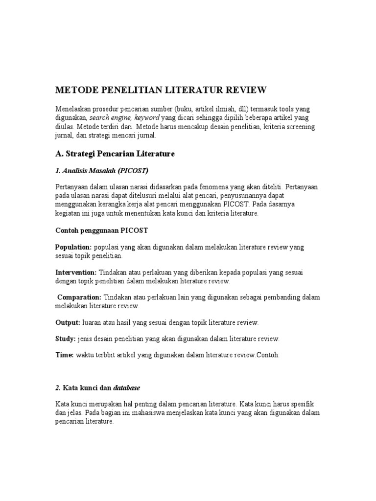 Metode Penelitian Literatur Review | PDF