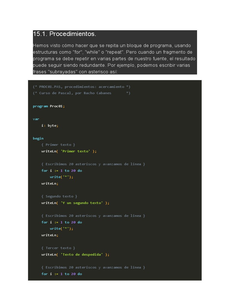 Procedimientos y Funciones | PDF | Programación de computadoras ...