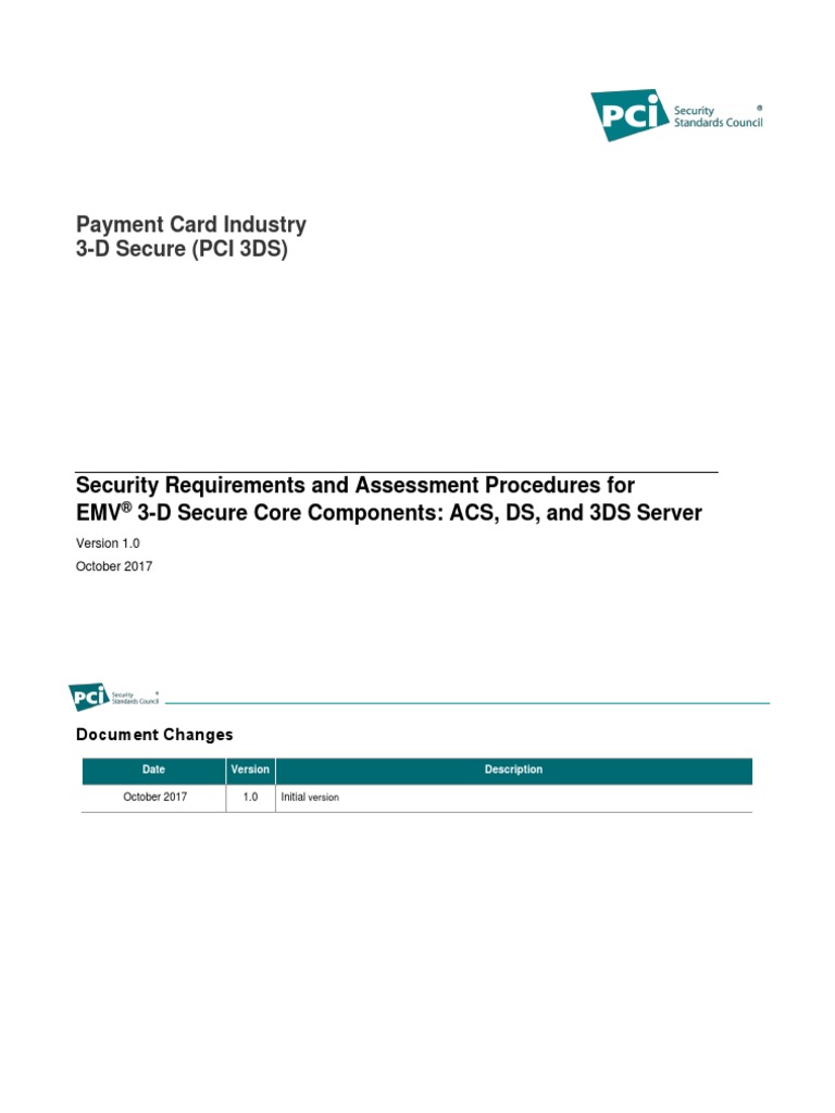 PCI 3DS Core Security Standard v1 | PDF | Payment Card Industry Data ...