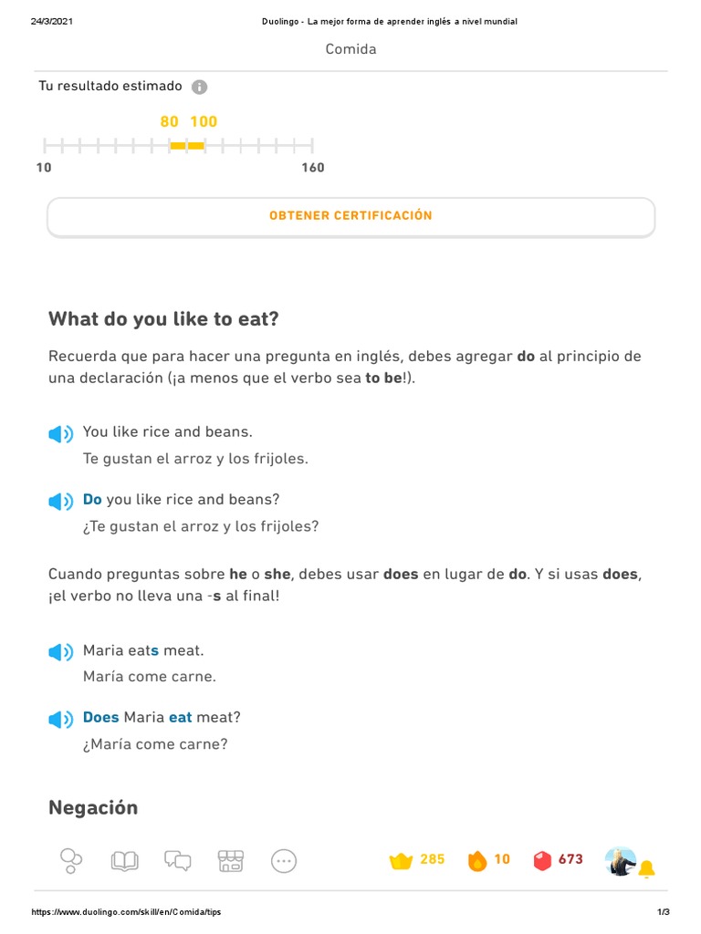 Duolingo Inglés, Unidad - Comida | PDF | Comida y bebida | Bebidas