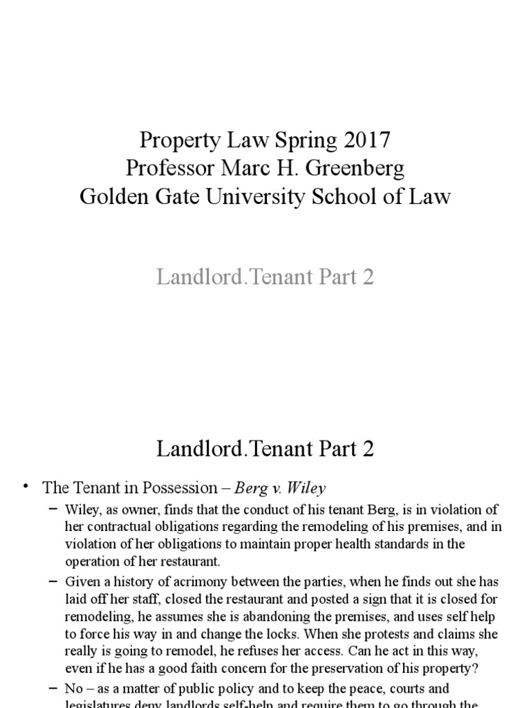 Landlord-Tenant Law Cases Analysis | PDF | Landlord | Eviction