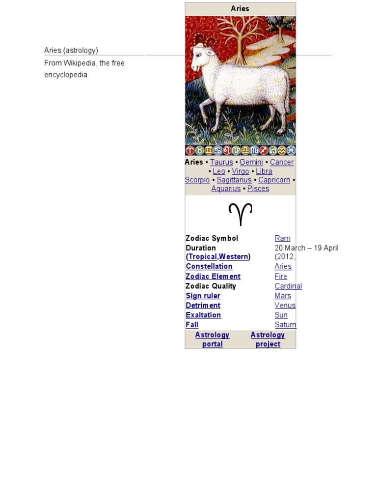 Aries (Astrology) From Wikipedia, The Free Encyclopedia | PDF ...